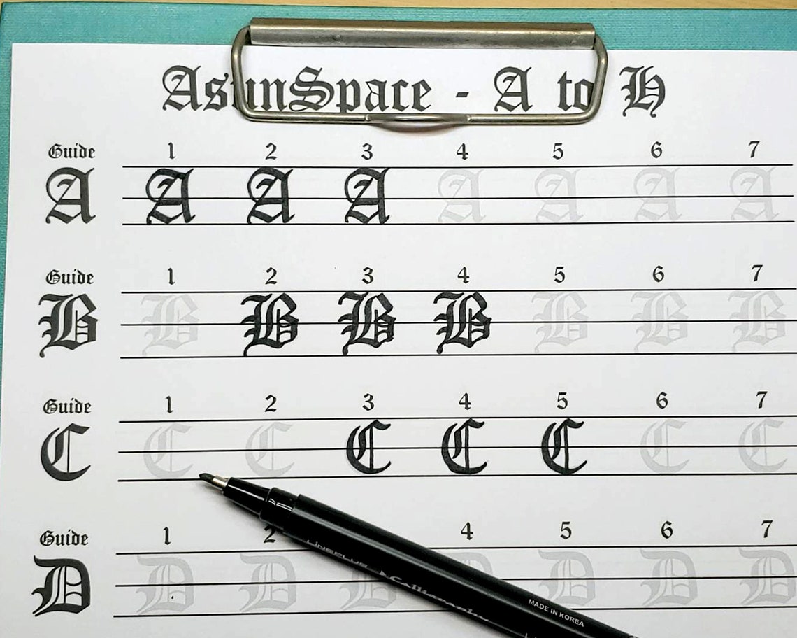 Gothic Letter Calligraphy Template Gothic Calligraphy Practice for ...