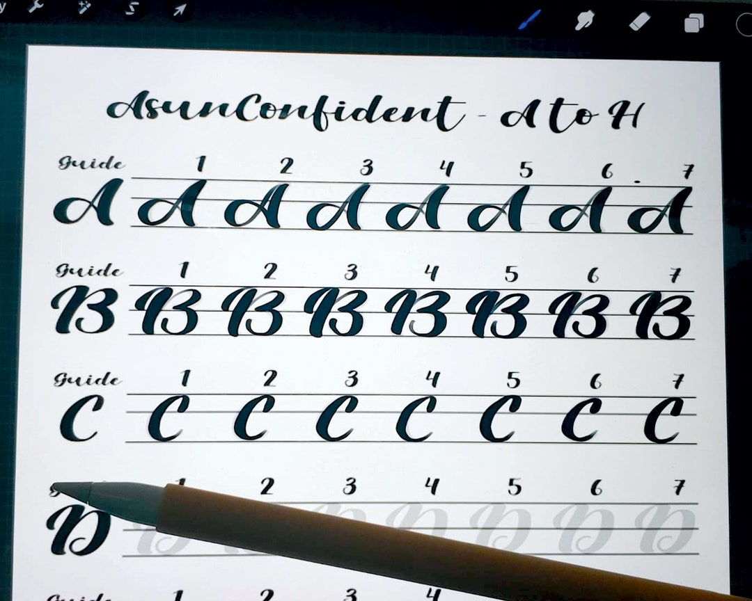 Printable Worksheet for Brush Hand Lettering Stroke | Brush Calligraphy ...