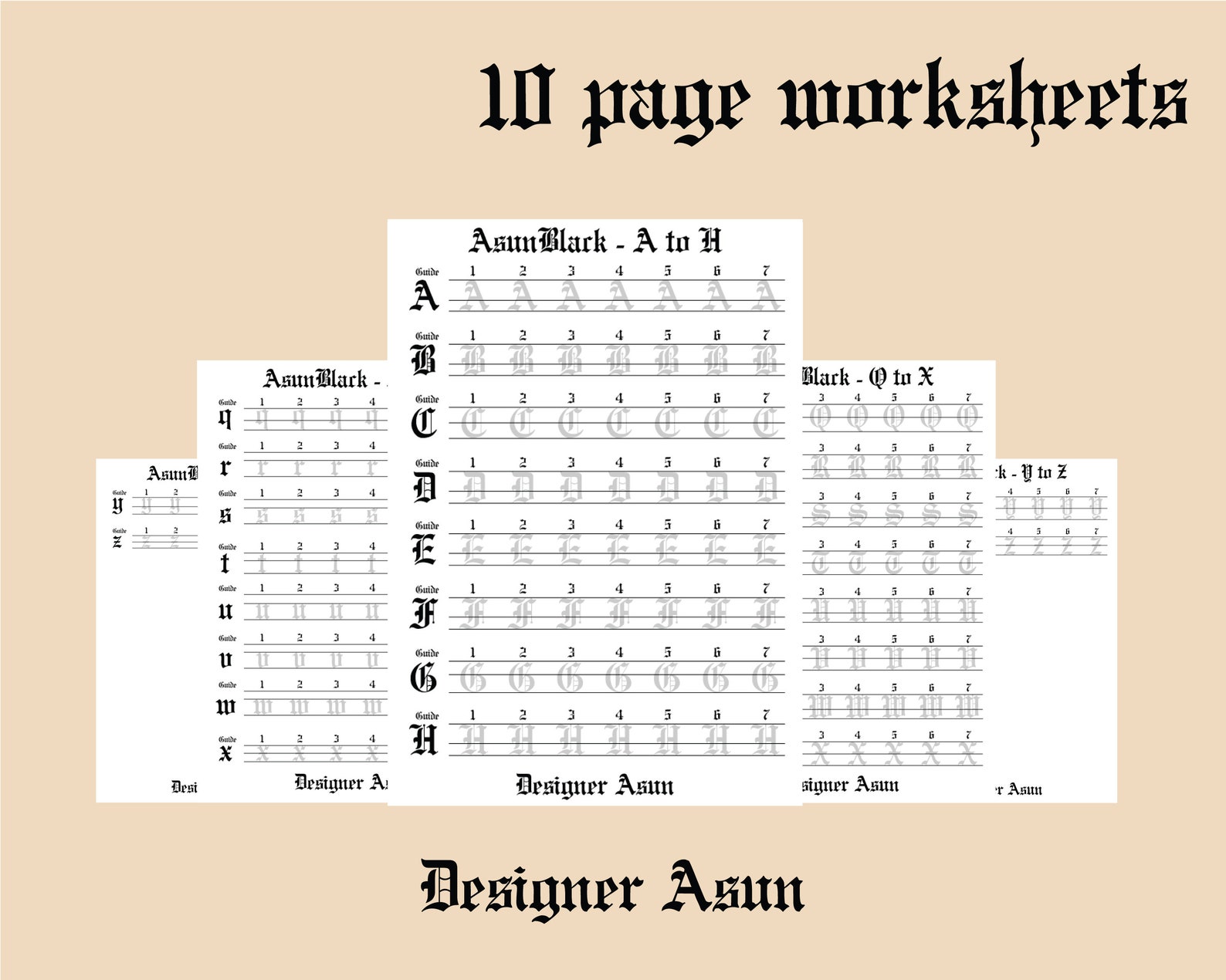 Fancy Gothic Calligraphy Worksheet Printable Gothic Letter - Etsy