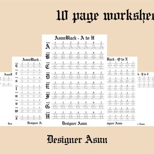 Fancy Gothic Calligraphy Worksheet, Printable Gothic Letter Practice ...