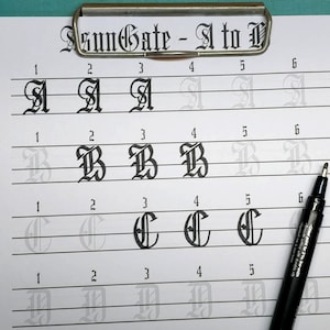 Modern Gothic Calligraphy Practice Sheets for Adult | Alphabet Tracing ...
