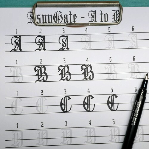 Modern Gothic Calligraphy Practice Sheets for Adult Alphabet - Etsy