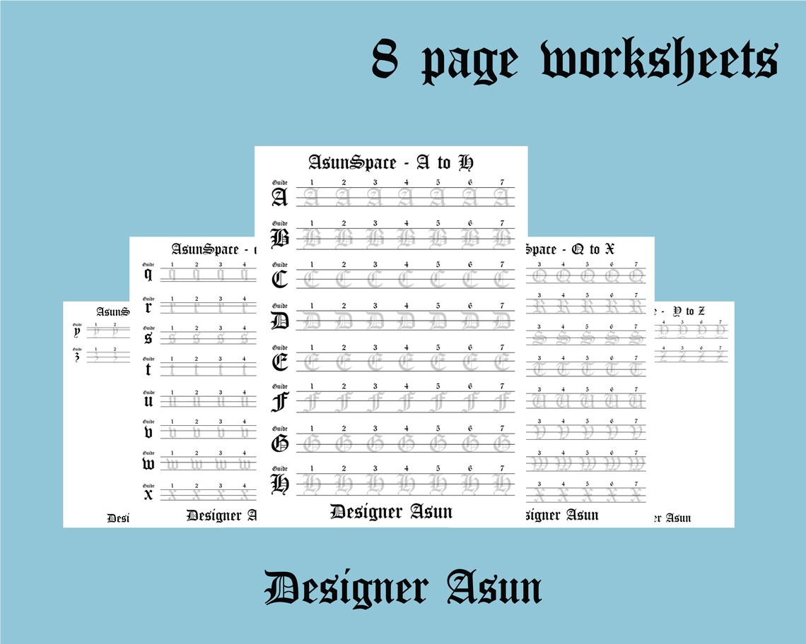 Gothic Letter Calligraphy Template Gothic Calligraphy Practice for ...