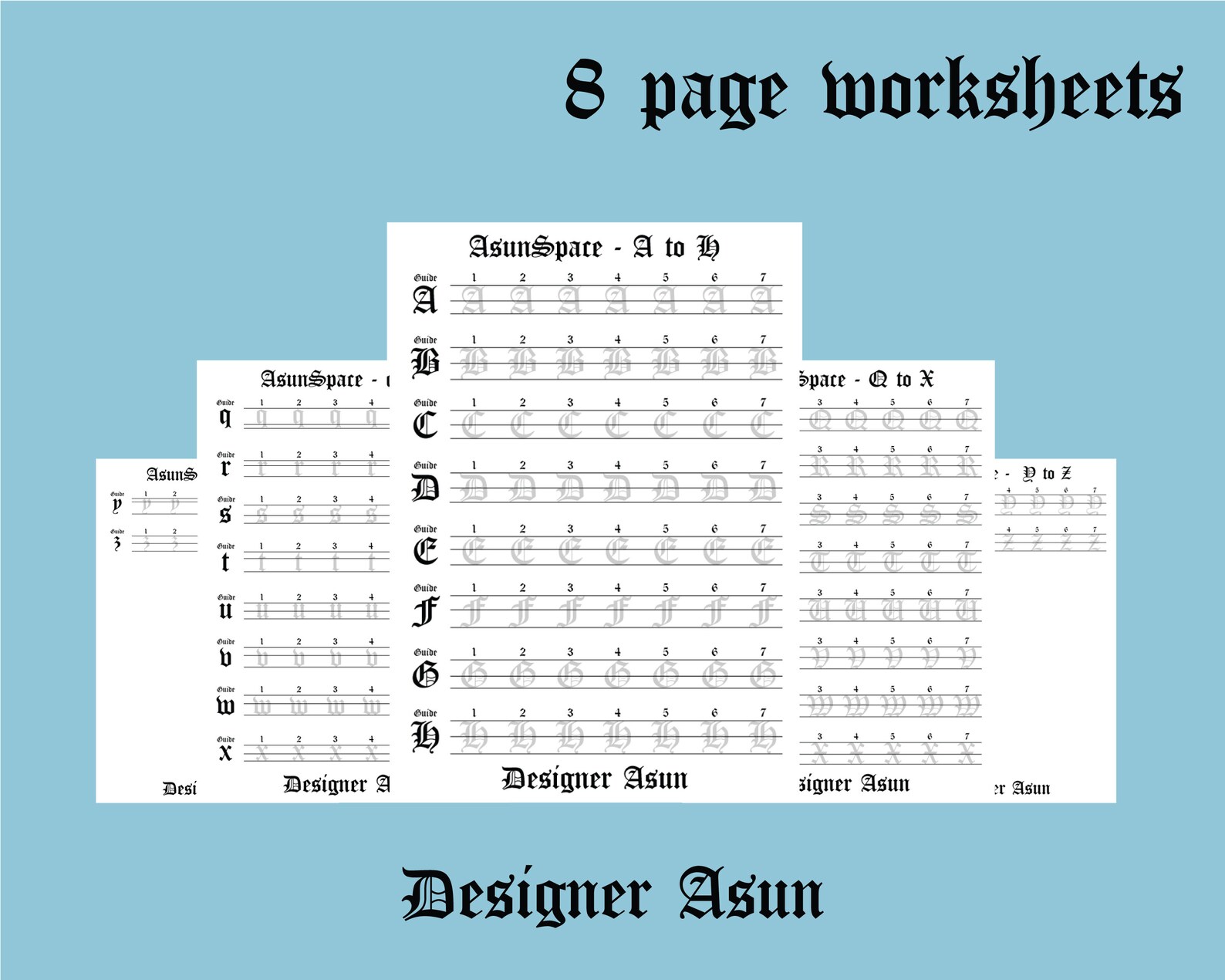 Gothic Letter Calligraphy Template Gothic Calligraphy Practice for ...