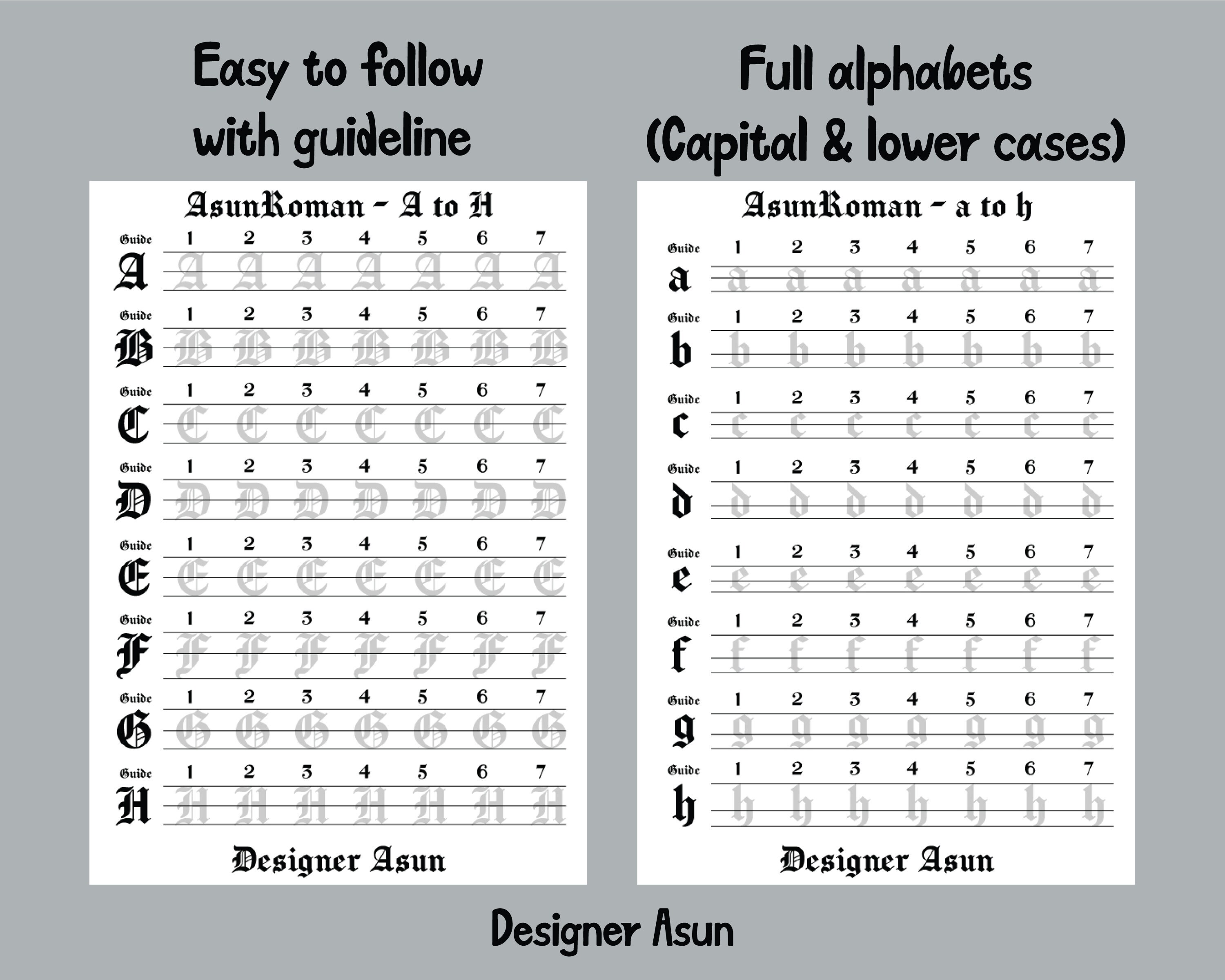 Entire Shop Gothic Calligraphy Template Bundle Pack | Gothic Letter ...