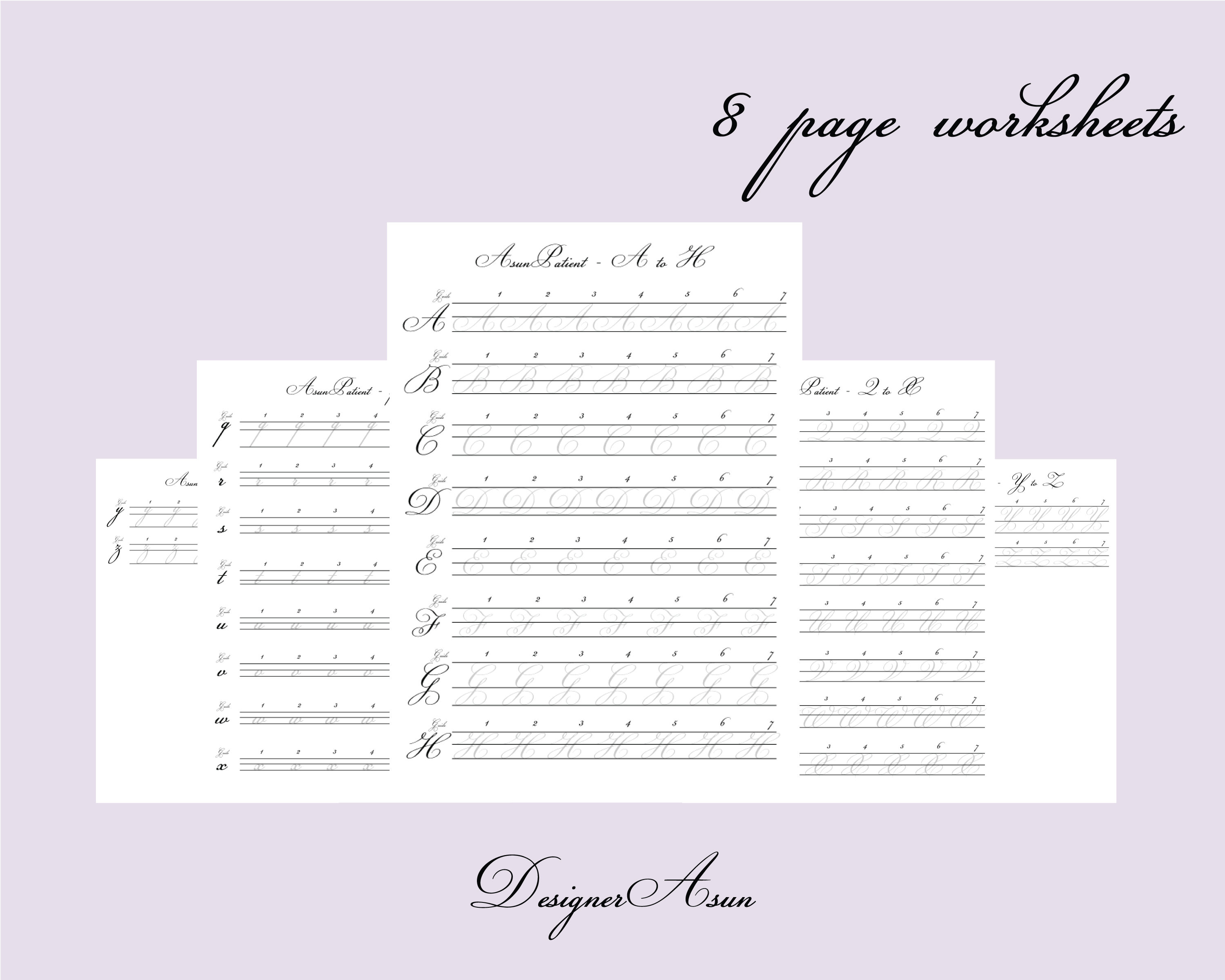 Modern Copperplate Script Worksheet Printable | Copperplate Alphabet ...