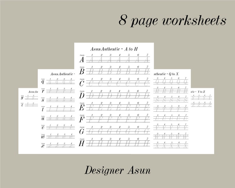 Italic Calligraphy Trace Template | Italic Alphabet Practice Sheet for ...