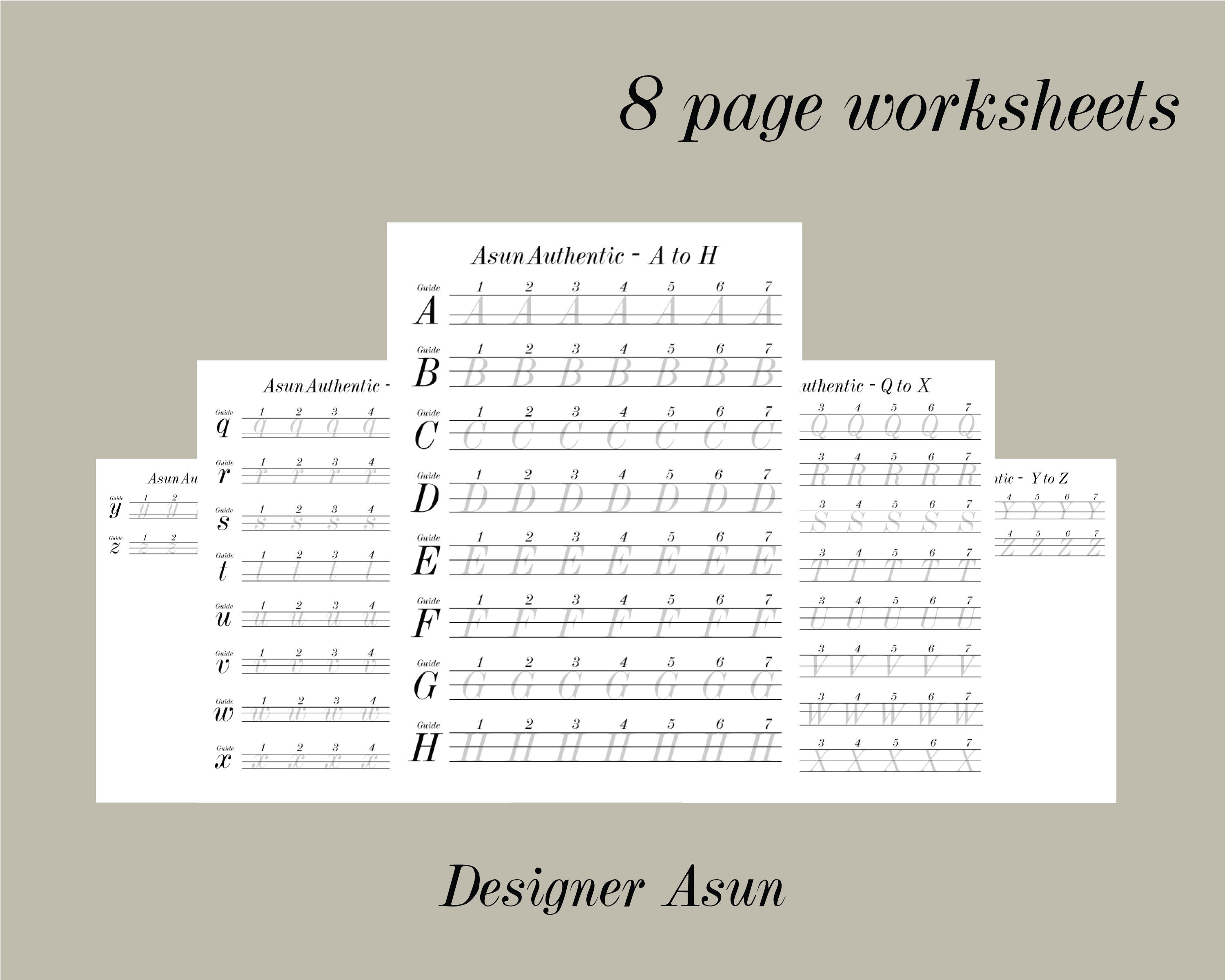 Italic Calligraphy Trace Template Italic Alphabet Practice Sheet for ...