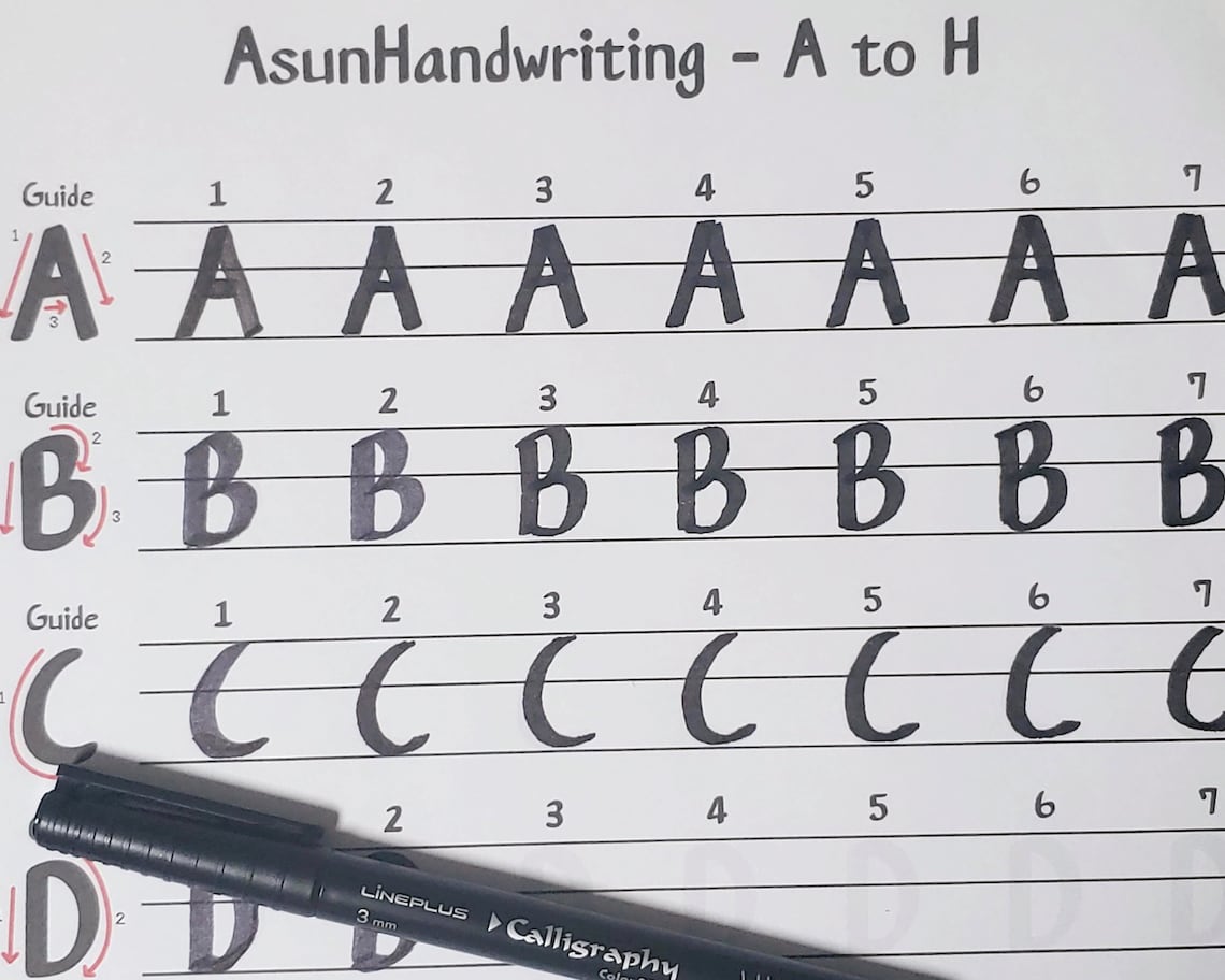 Cute Handwriting Font Worksheet PDF for Girls at Home, Artistic Hobby ...