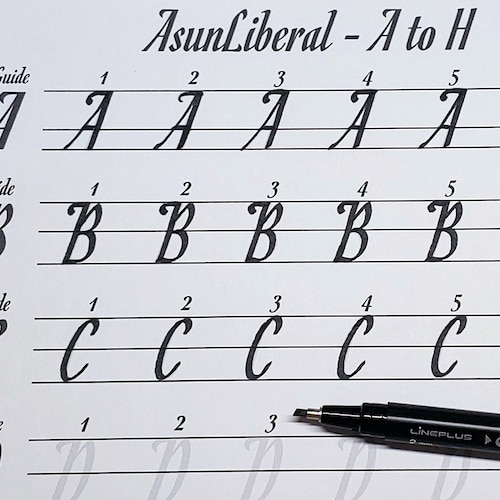 Italic Calligraphy Template Worksheet Italic Script Font - Etsy