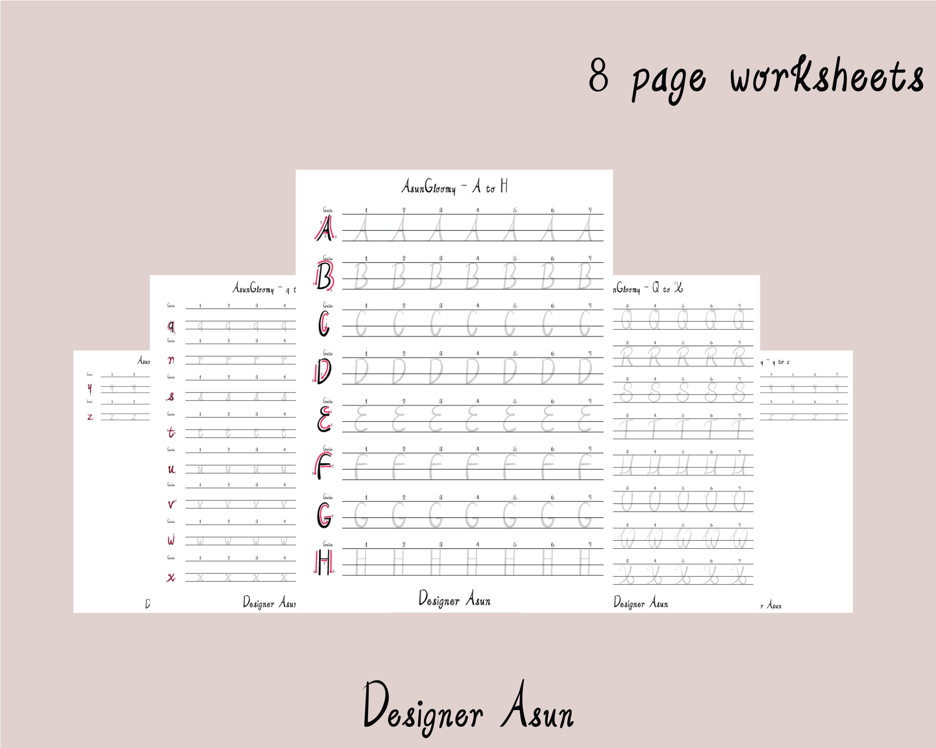 Brush Hand Lettering Worksheet PDF, Printable Brush Alphabet Tracing ...