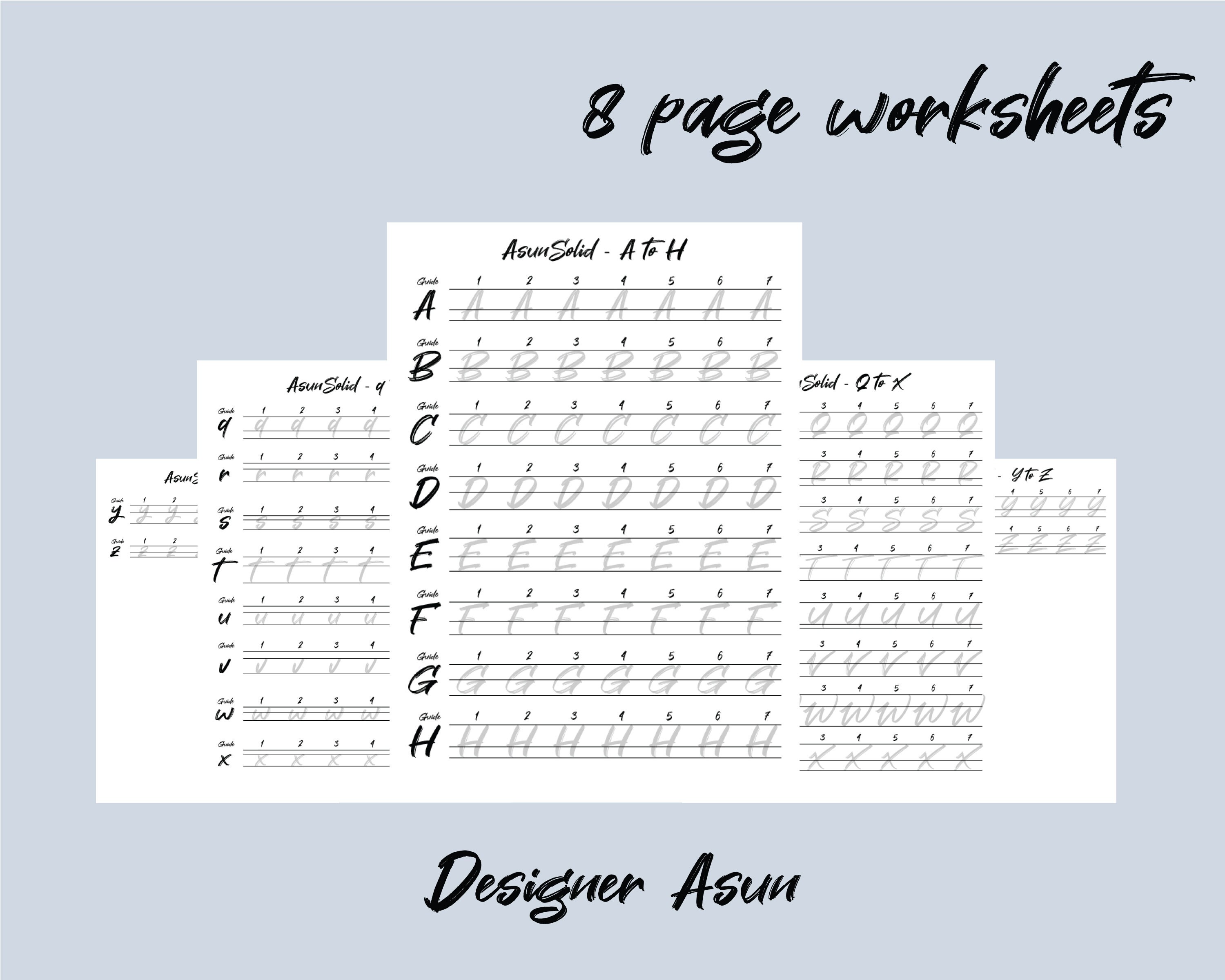 Modern Rough Script Worksheet Template Rough Handwriting Practice Sheet ...
