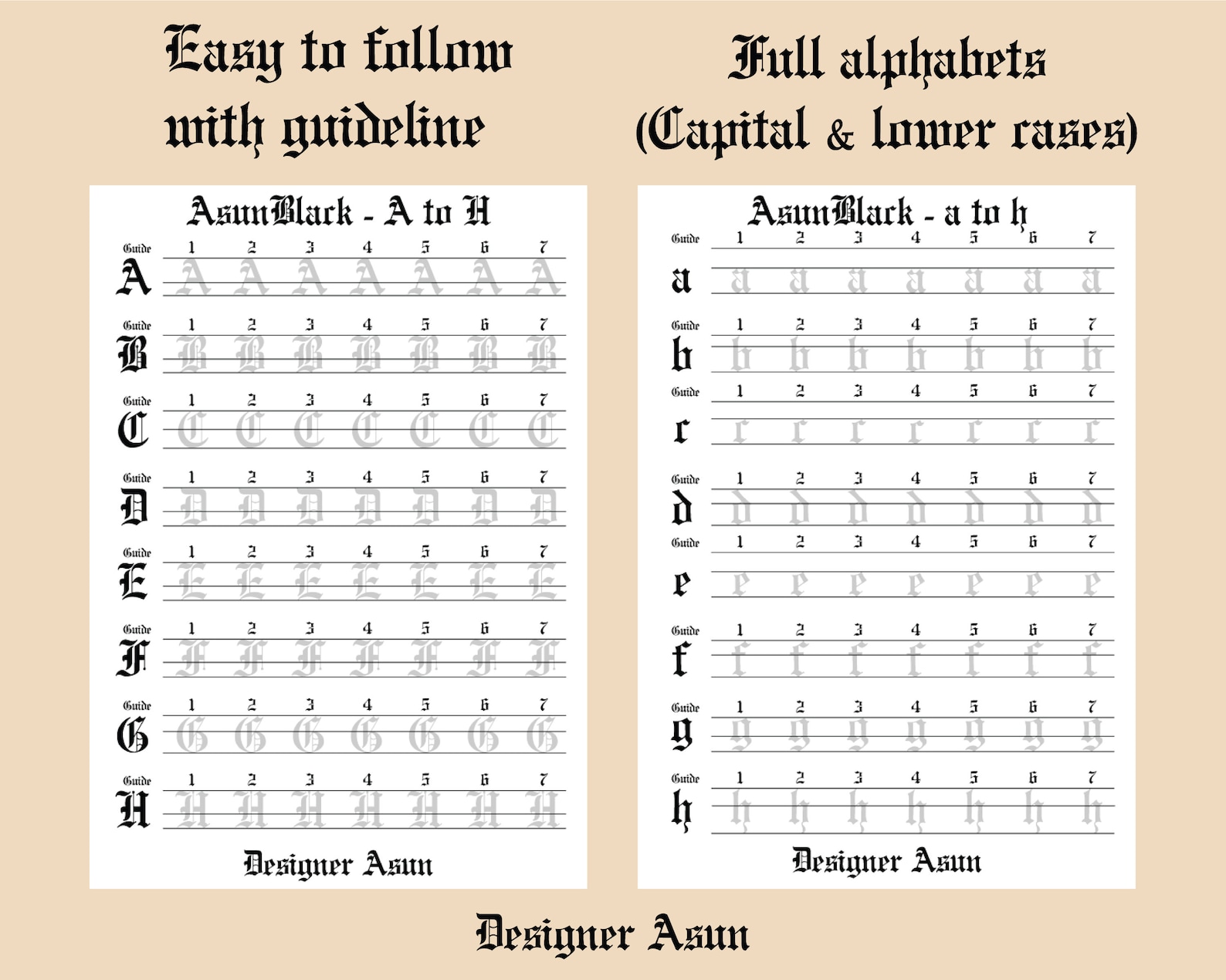 Fancy Gothic Calligraphy Worksheet, Printable Gothic Letter Practice ...