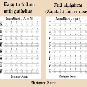 Fancy Gothic Calligraphy Worksheet, Printable Gothic Letter Practice ...