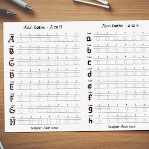 Gothic Calligraphy Worksheet for Beginners | Gothic Letter Template PDF ...