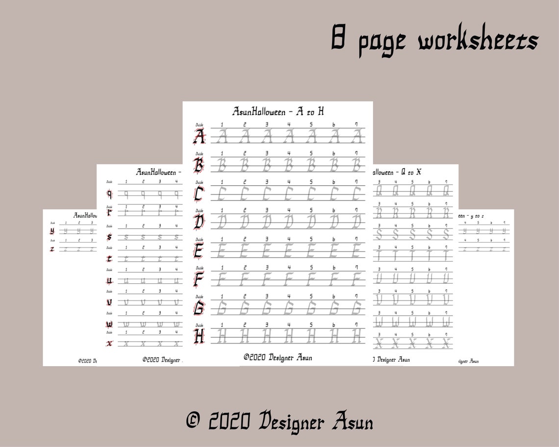 Gothic Handwriting Worksheet Calligraphy Blackletter Practice Printable ...
