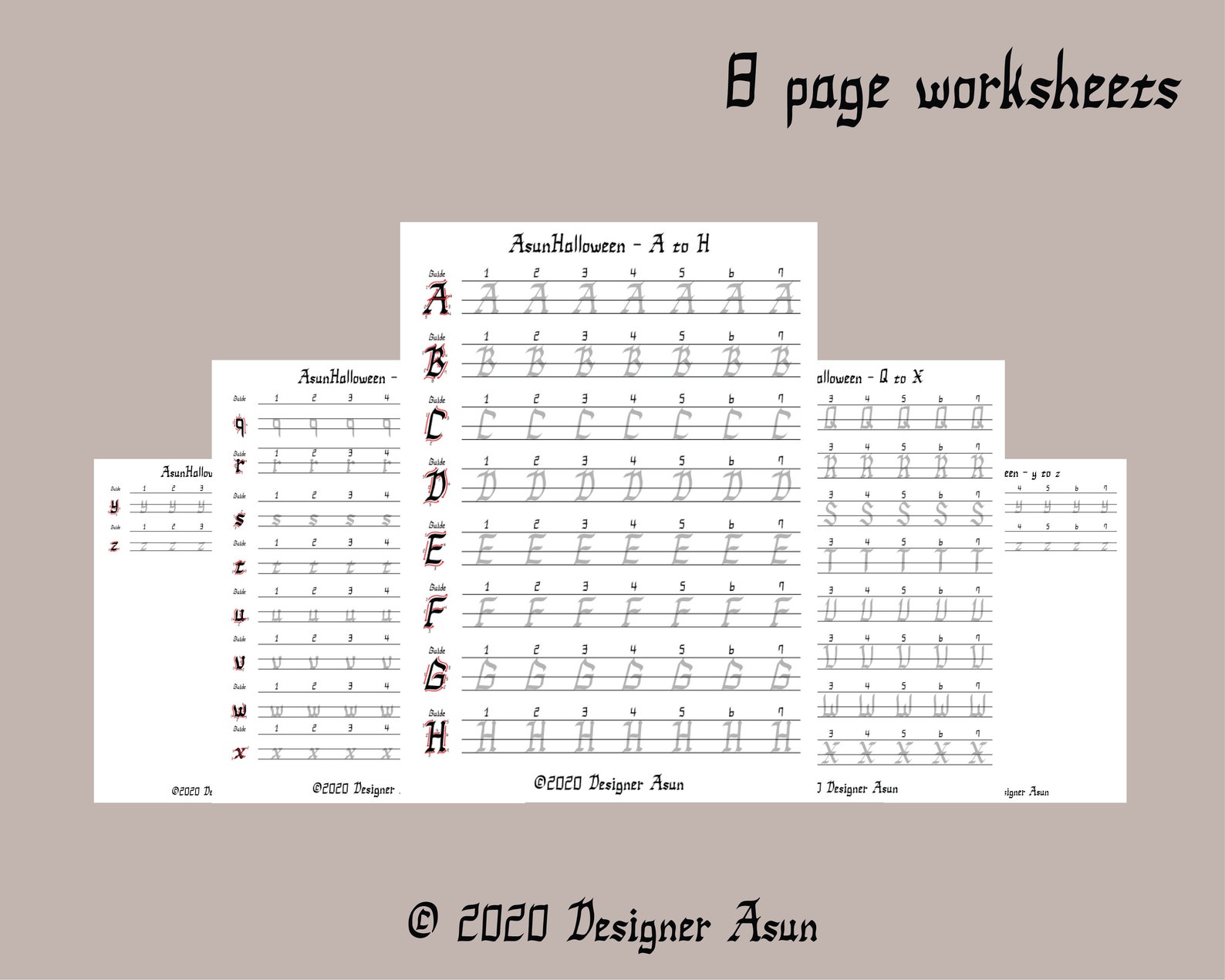 Gothic Handwriting Worksheet | Calligraphy Blackletter Practice ...