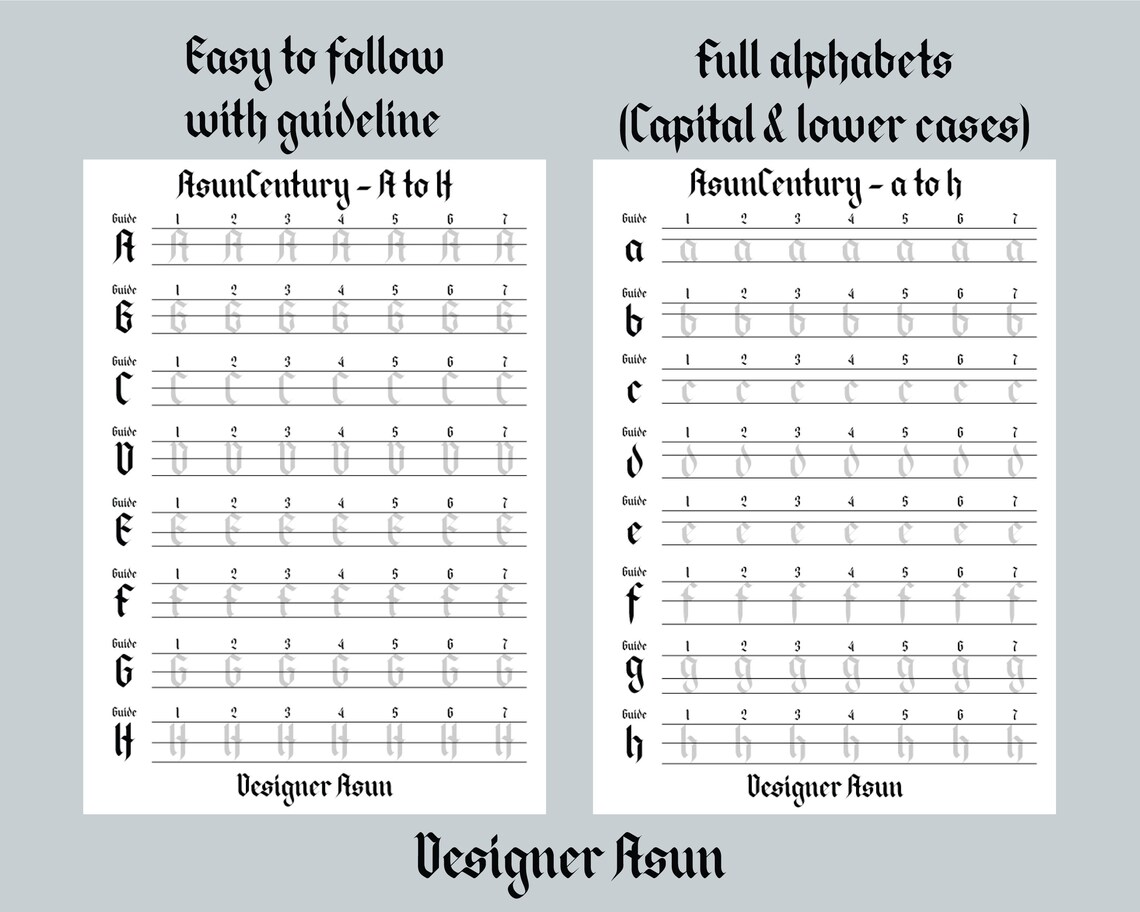 Classic Gothic Calligraphy Blank Tracing Worksheet (Download Now) - Etsy