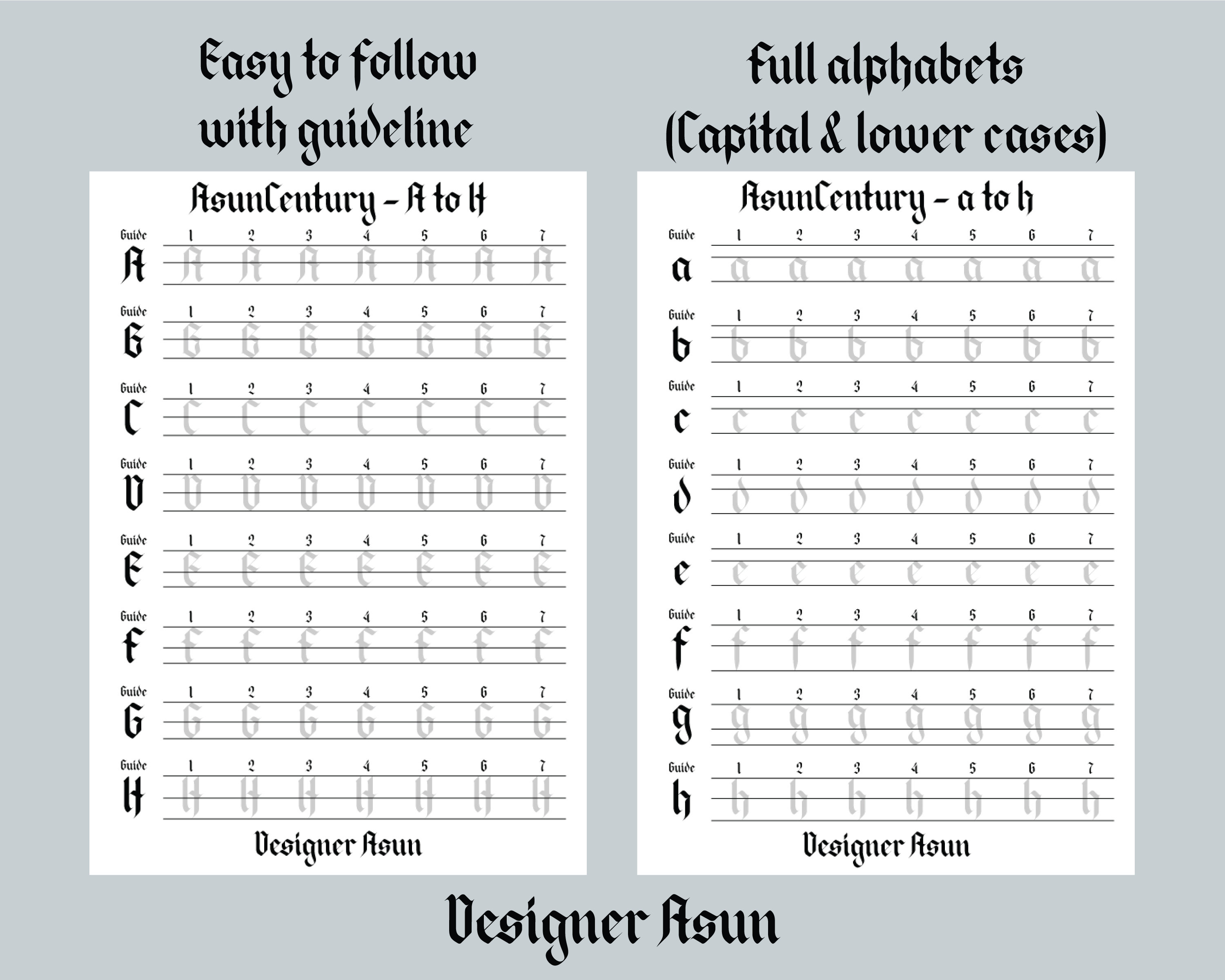 Classic Gothic Calligraphy Blank Tracing Worksheet (Download Now) - Etsy