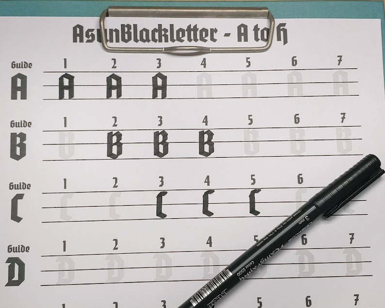 Black Letter Calligraphy Worksheet the Black Letter Handwriting Font ...