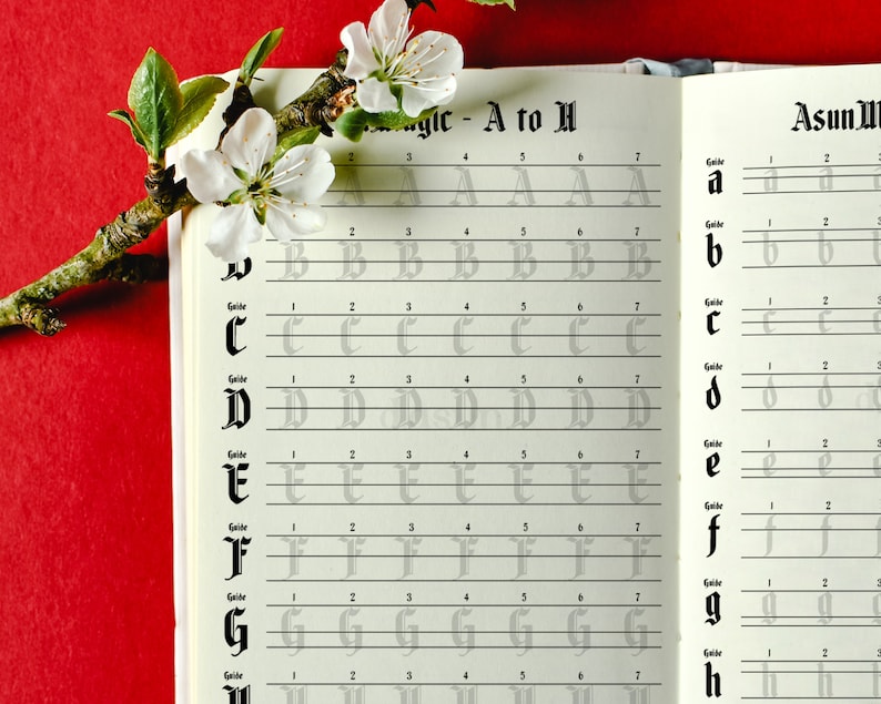 Gothic Calligraphy Blank Template for Tracing, Handwritten Gothic ...