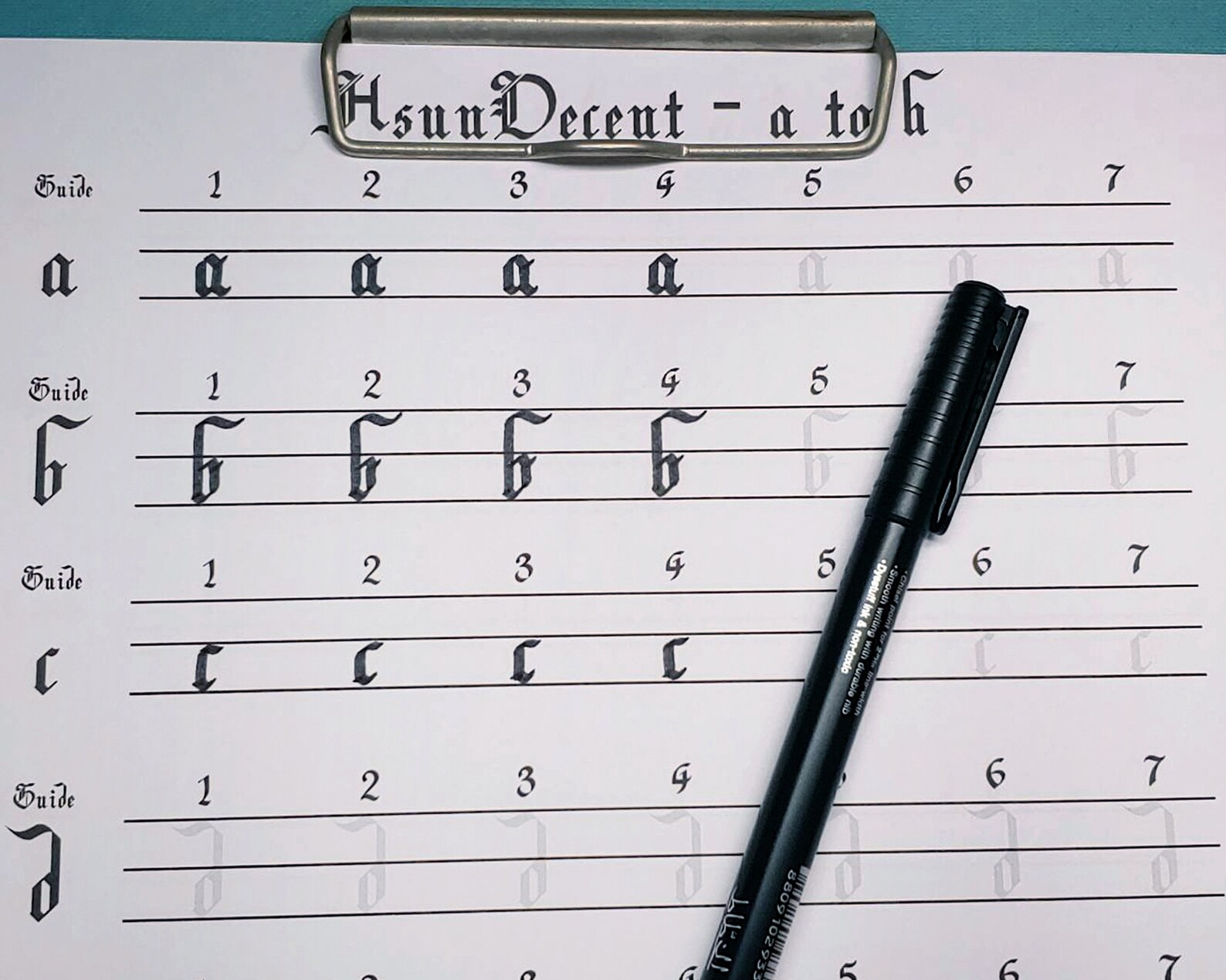 Printable Gothic Calligraphy Alphabet Template, Gothic Penmanship for ...