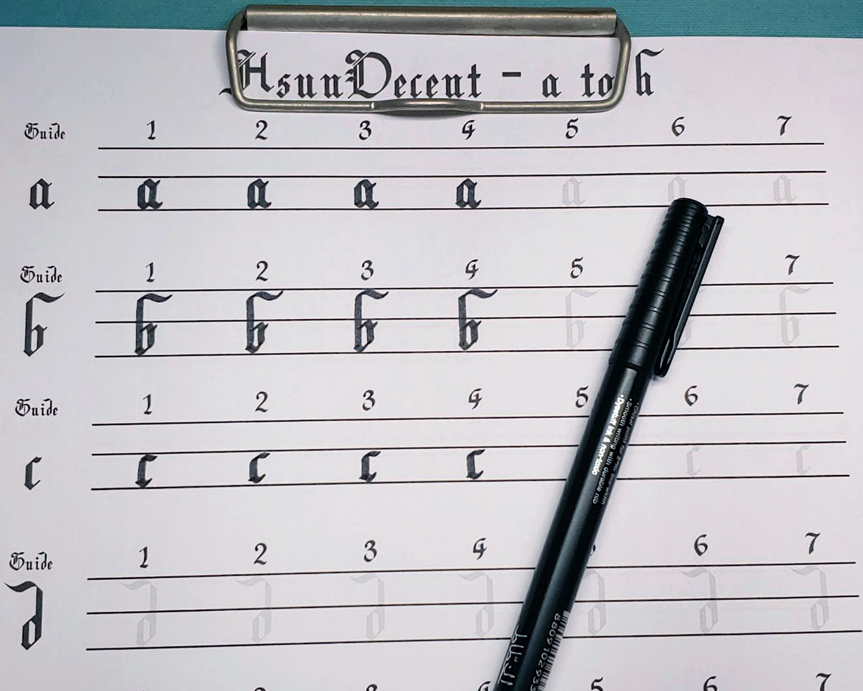 Printable Gothic Calligraphy Alphabet Template, Gothic Penmanship for ...