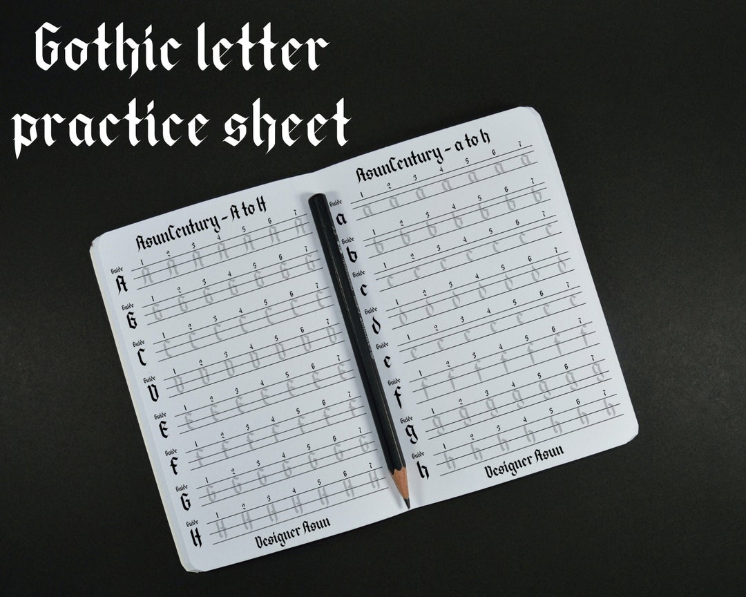 Classic Gothic Calligraphy Blank Tracing Worksheet | Printable Practice ...