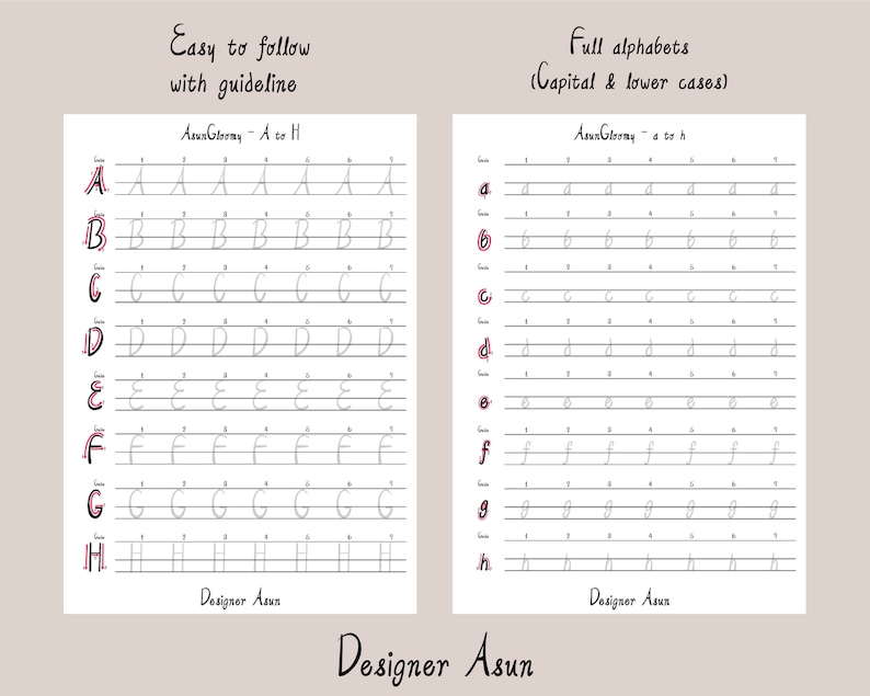 Brush Hand Lettering Worksheet PDF, Printable Brush Alphabet Tracing ...