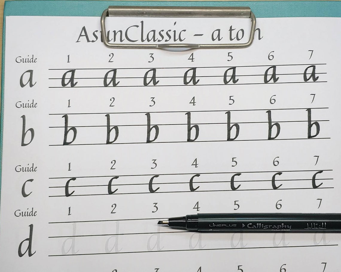 Italic Calligraphy Worksheet Learn Italic Calligraphy Font - Etsy