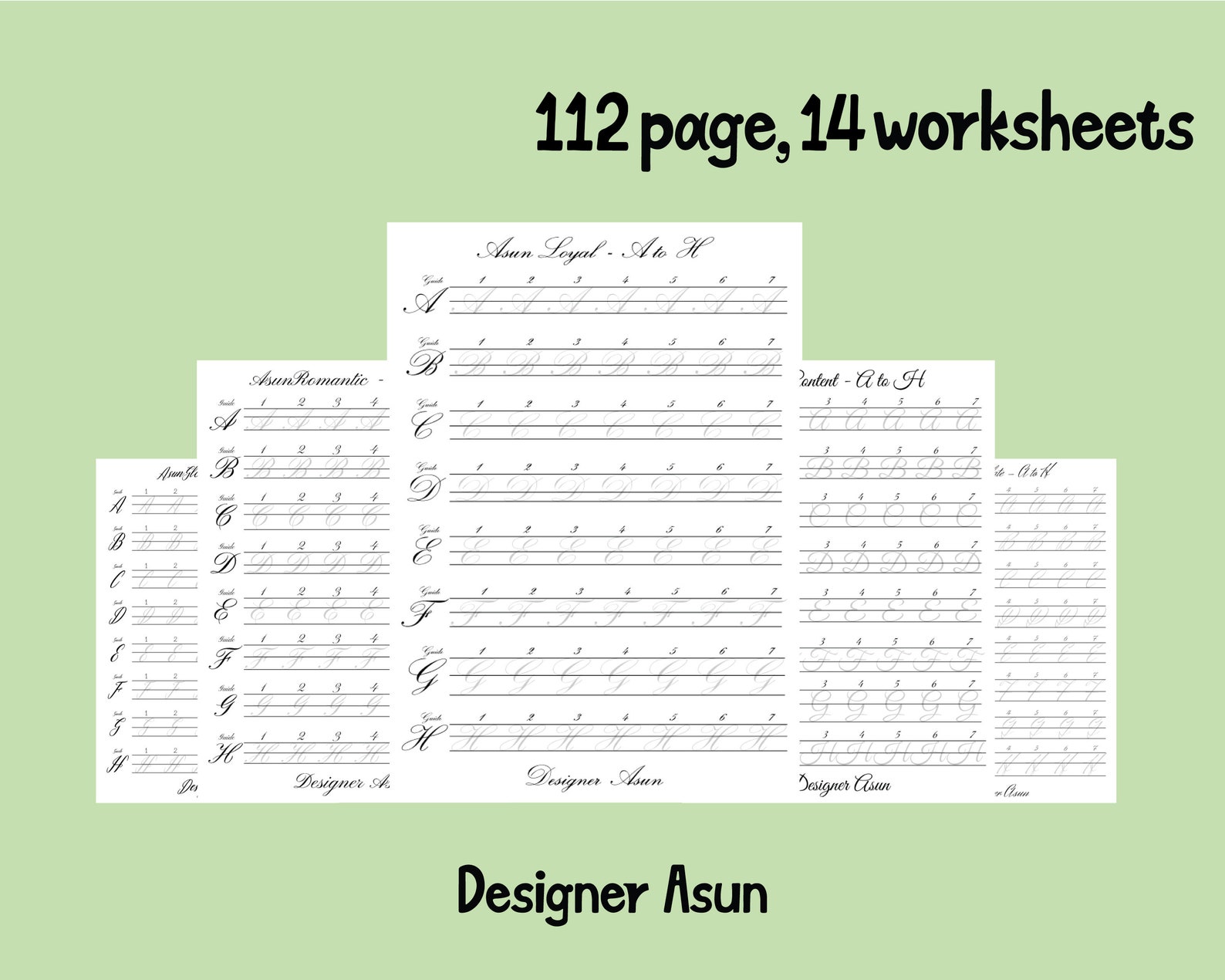 Copperplate Calligraphy Template Bundle Pack Copperplate | Etsy