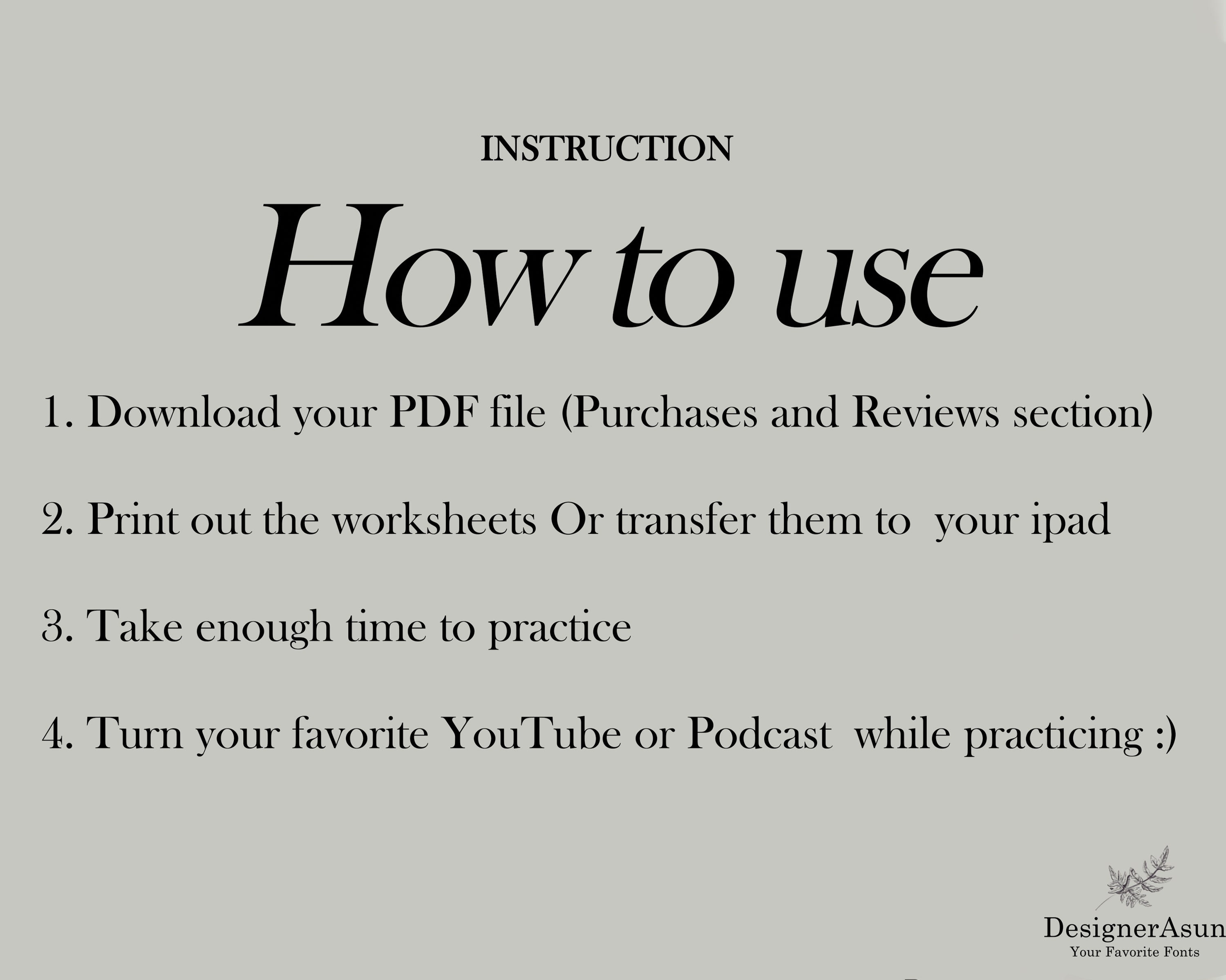 Handwriting Printable for Italic Calligraphy Practice Learn Modern ...