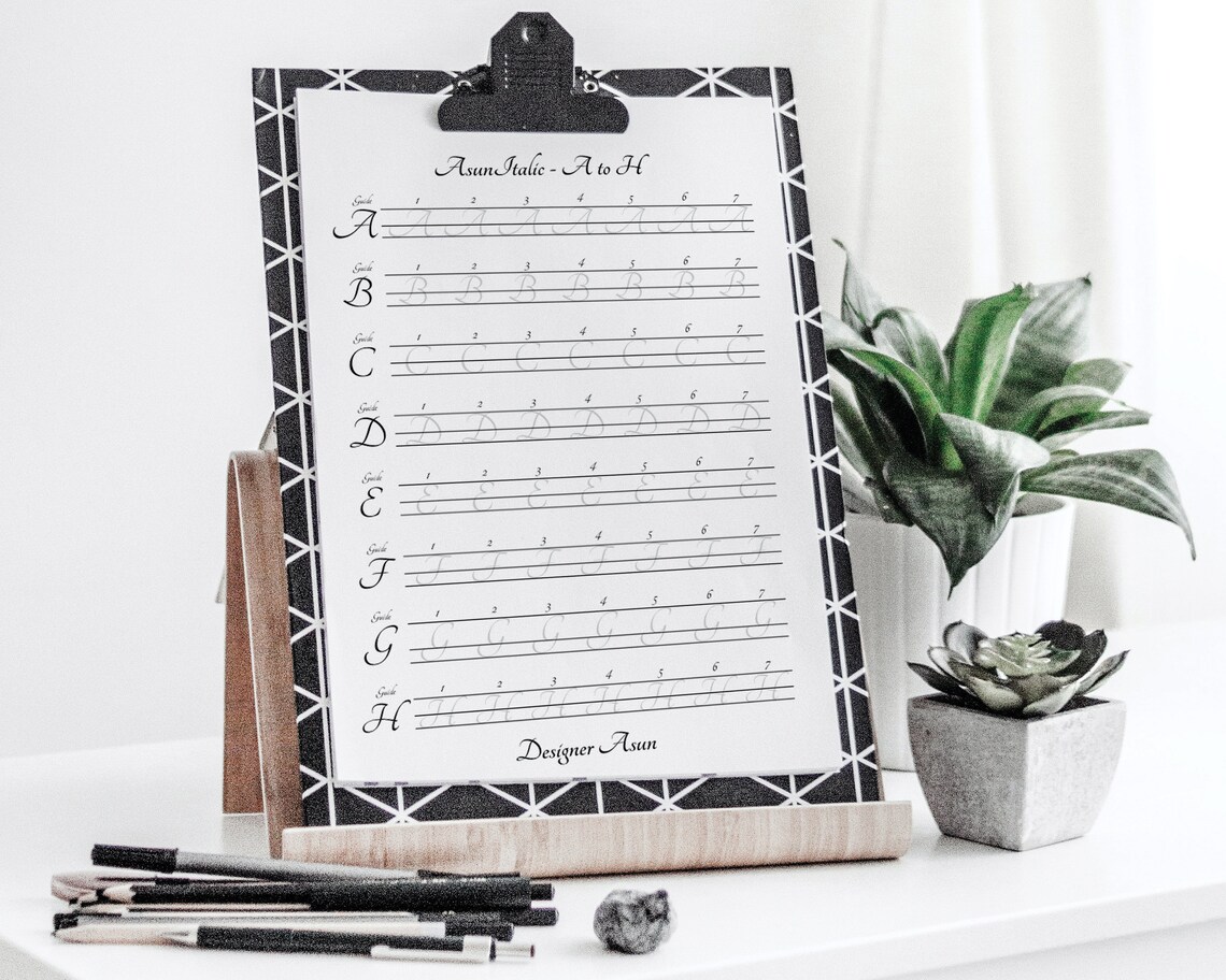 Handwriting Printable for Italic Calligraphy Practice Learn Modern ...