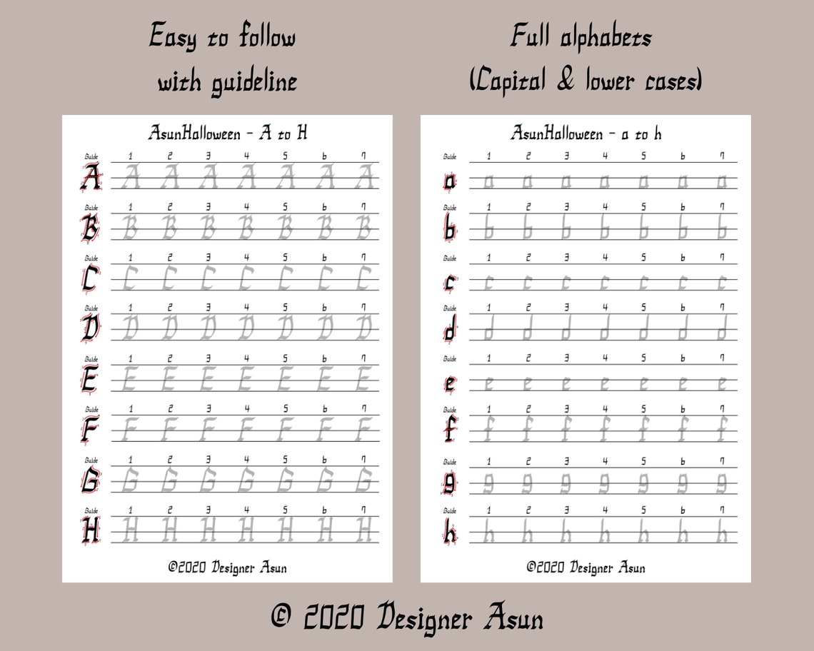 Gothic Handwriting Worksheet Calligraphy Blackletter Practice Printable ...