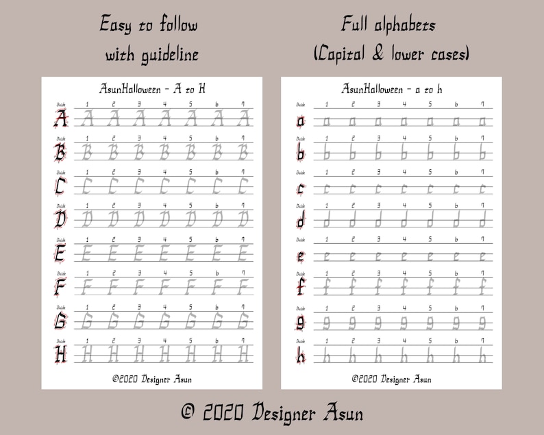 Gothic Handwriting Worksheet | Calligraphy Blackletter Practice ...