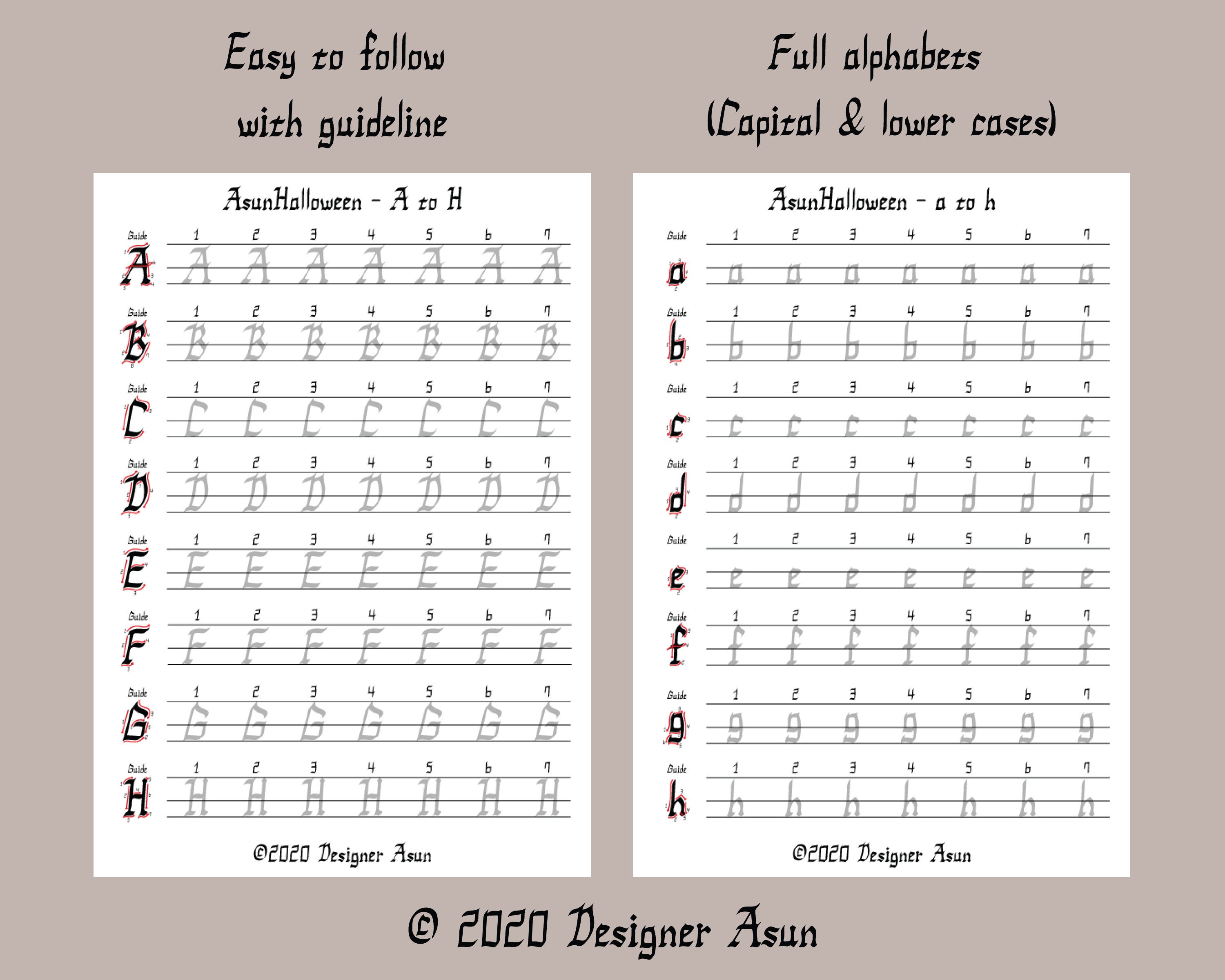 Gothic Handwriting Worksheet | Calligraphy Blackletter Practice ...