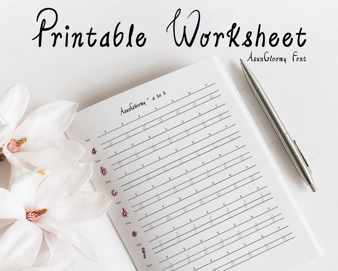 Brush Hand Lettering Worksheet PDF, Printable Brush Alphabet Tracing ...