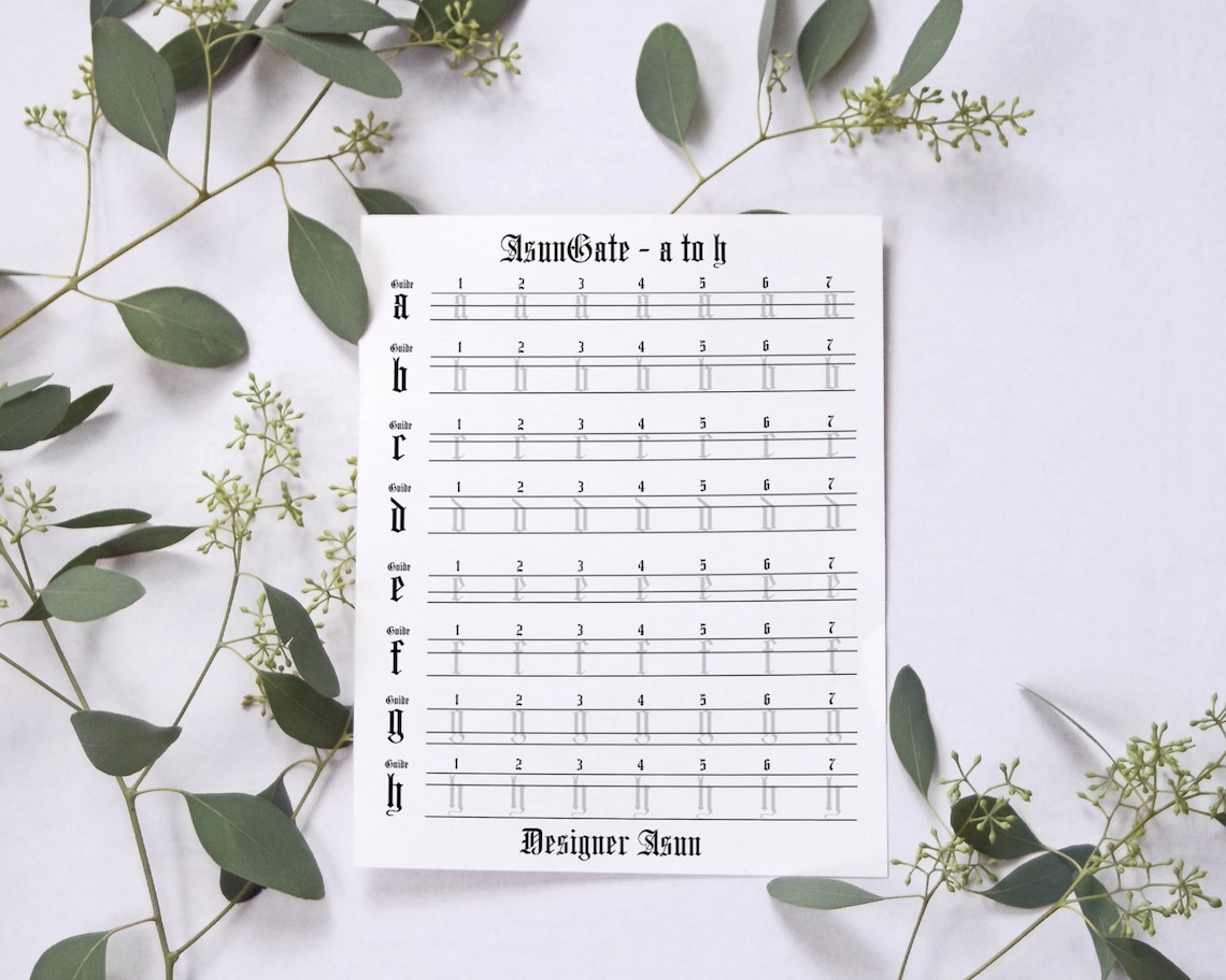 Modern Gothic Calligraphy Practice Sheets for Adult Alphabet Tracing ...