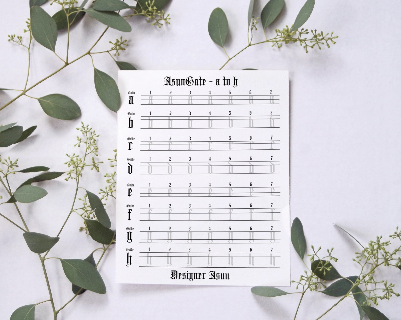 Modern Gothic Calligraphy Practice Sheets for Adult Alphabet Tracing ...