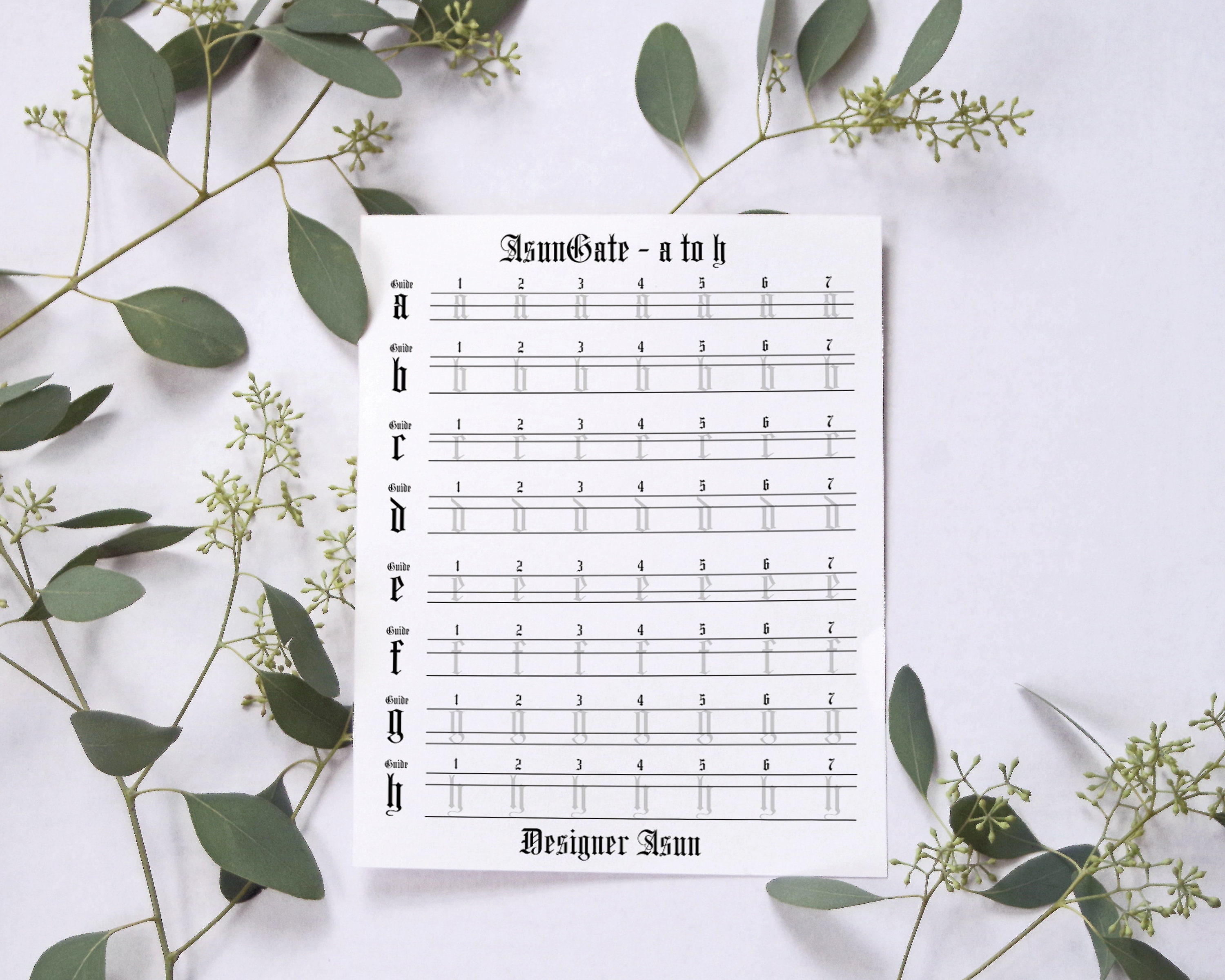 Modern Gothic Calligraphy Practice Sheets for Adult | Alphabet Tracing ...