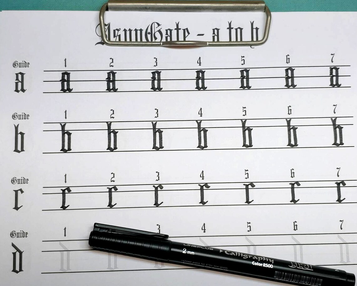 Modern Gothic Calligraphy Practice Sheets for Adult Alphabet - Etsy