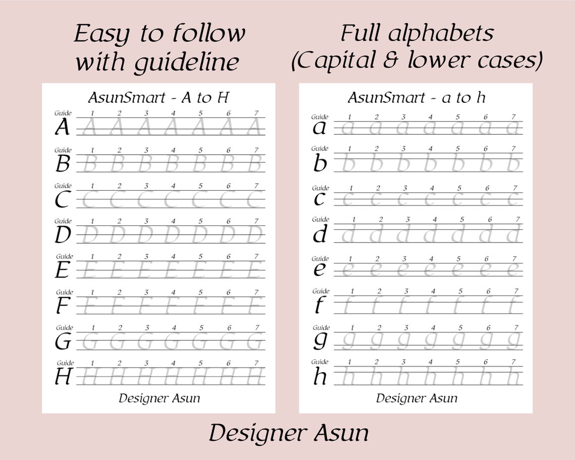 Italic Calligraphy Template Worksheet Italic Script Font Practice Sheet ...