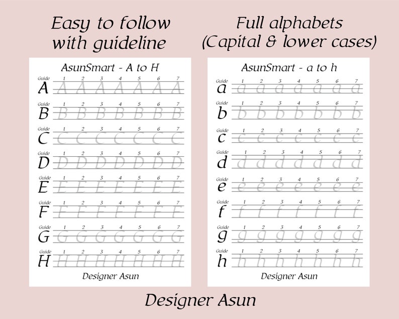 Italic Calligraphy Template Worksheet Italic Script Font Practice Sheet ...