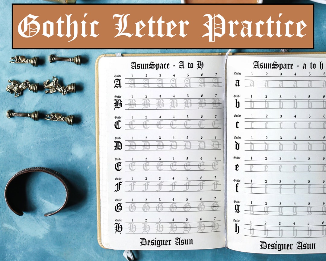 Gothic Letter Calligraphy Template | Gothic Calligraphy Practice for ...