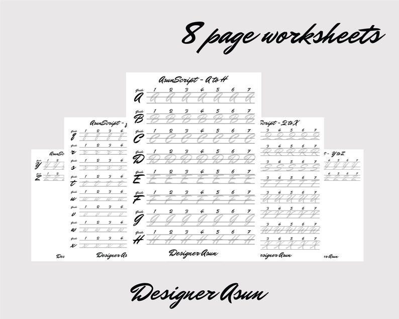 Handwriting Script Worksheet Script Calligraphy Practice Sheet ...