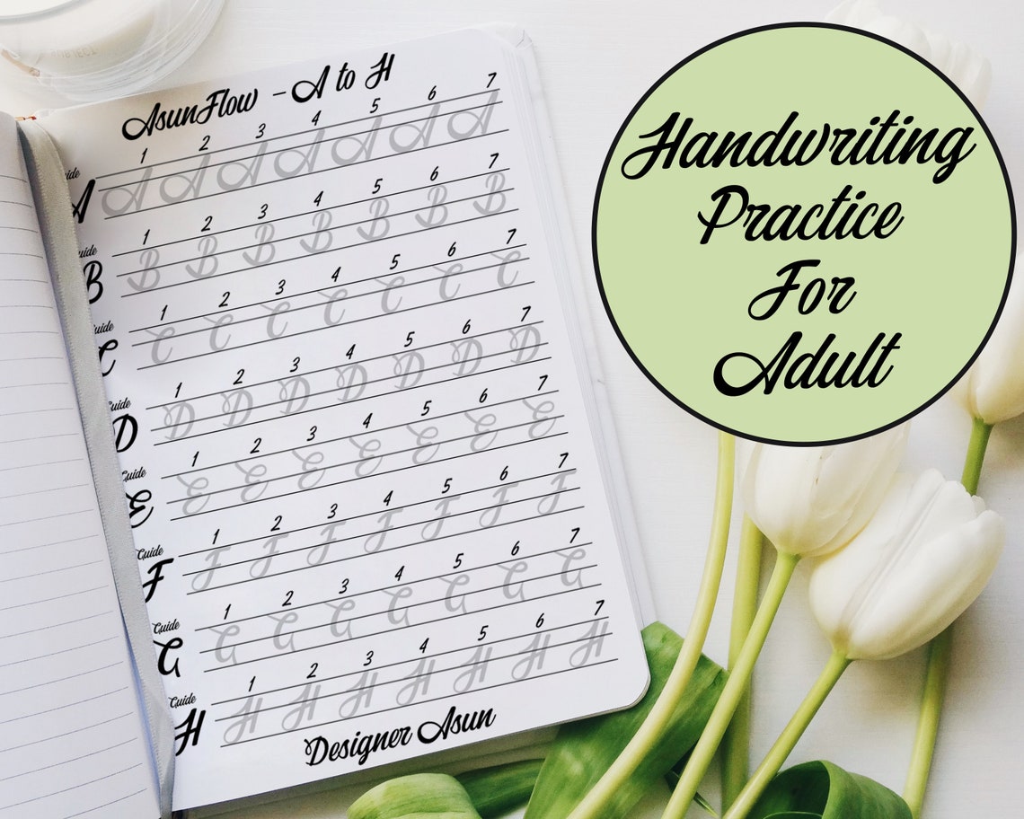 Modern Cursive Writing Practice Sheet for Adult | Cursive Handwriting ...