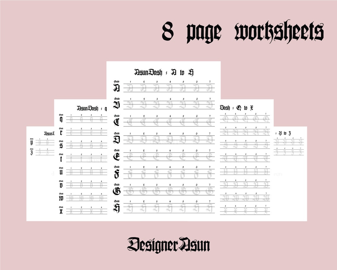 Gothic Calligraphy Blank Workbook With Guideline for Calligraphy ...