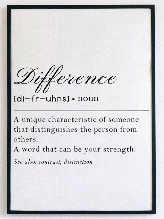 Difference Definition Wall Art Positive Noun Definition Print | Etsy