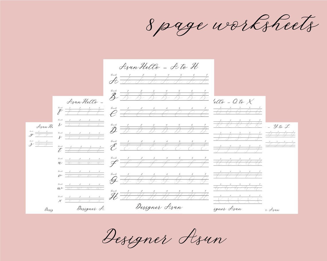 Brush Calligraphy Practice Sheets for Adult Cute Bouncy Brush Script ...