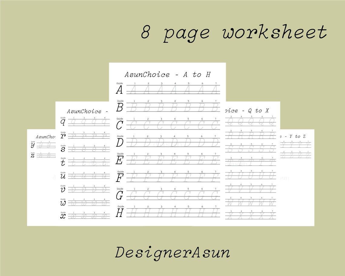 Italic Calligraphy Printable Worksheet, Italic Handwriting Template for ...